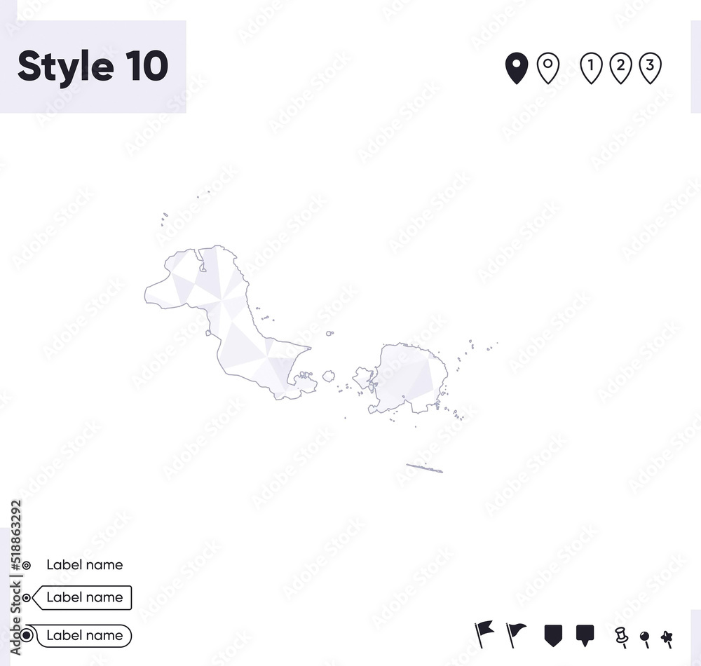 Bangka Belitung Islands, Indonesia - white and gray low poly map ...