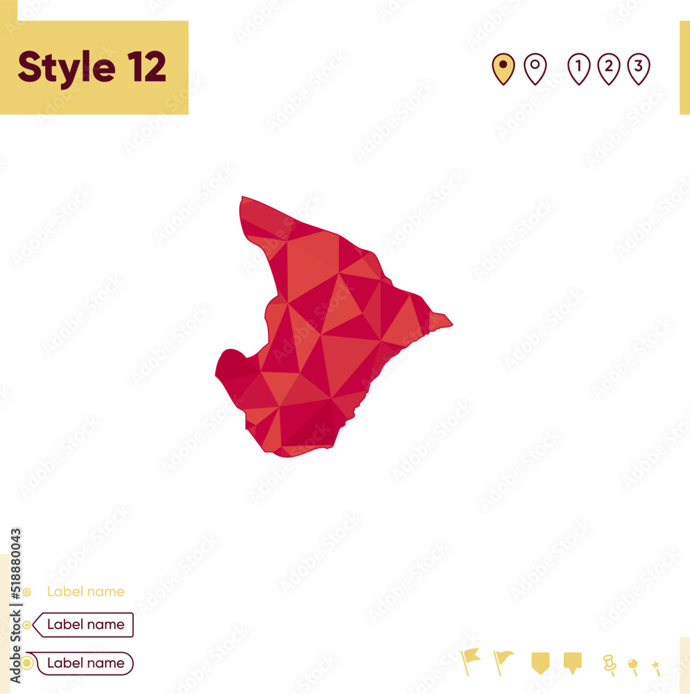 Sergipe, Brazil - red low poly map, polygonal map. Outline map. Vector ...