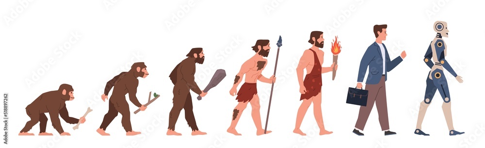 Man evolution. Human ancestor, step by step development, gradual ...