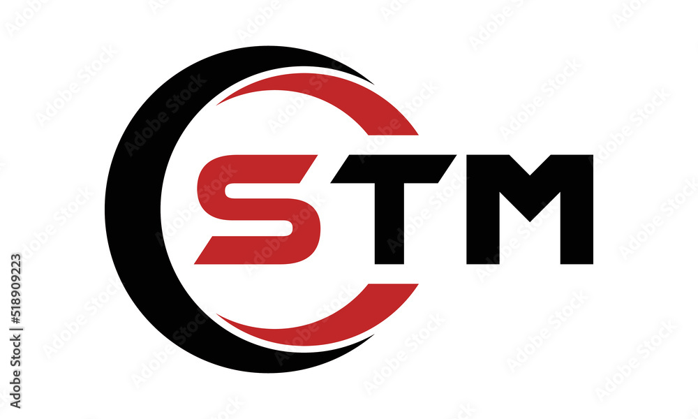 STM three letter swoosh logo design vector template | monogram logo ...