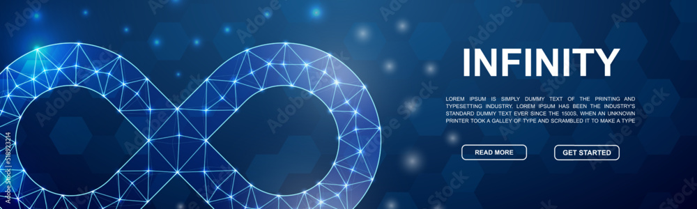 Infinity 3d low poly symbol for head promotion banner. Forever design ...