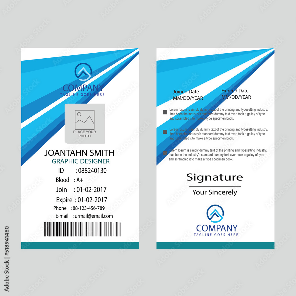 Business Id Card, Creative Id Card, Professional Employee ID card, Flat ...