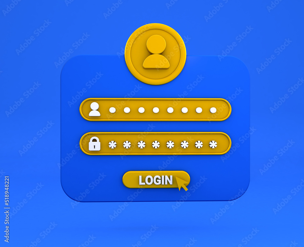 Account Login and password on blue background. login concept. Login ...