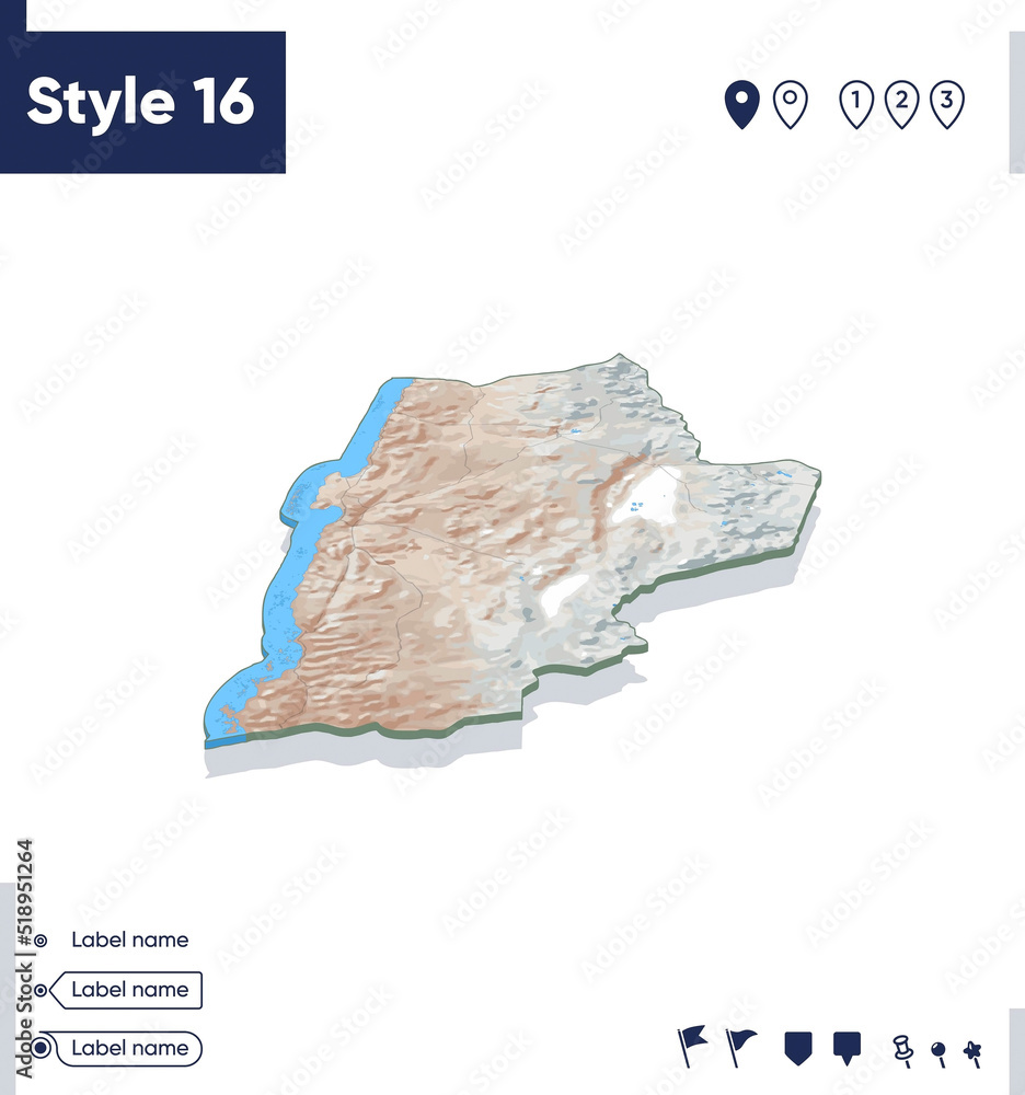 Antofagasta, Chile - map with shaded relief, land cover, rivers ...