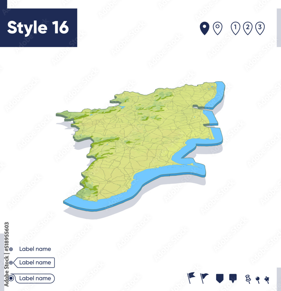 Tamil Nadu, India - map with shaded relief, land cover, rivers ...