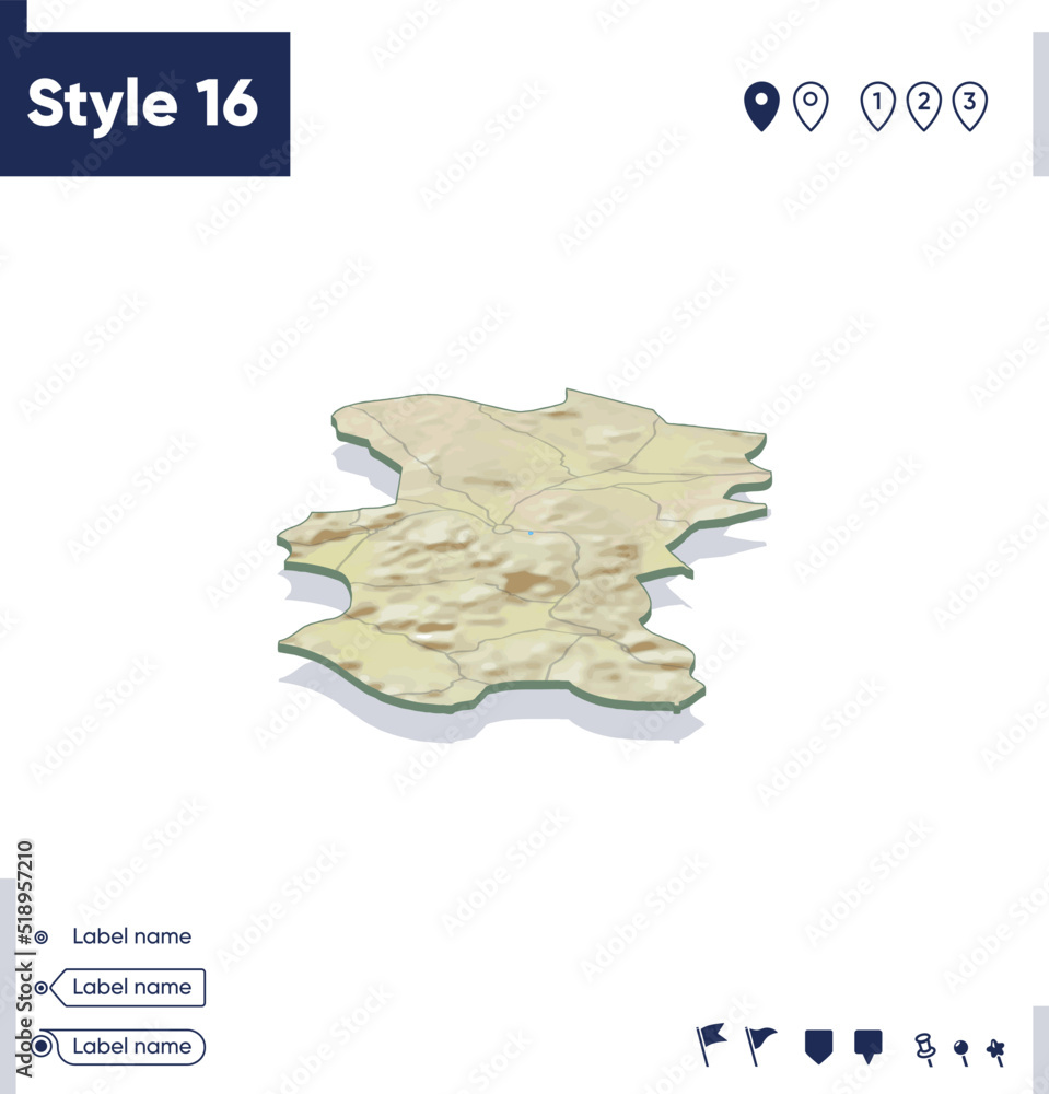 Hamadan, Iran - map with shaded relief, land cover, rivers, mountains ...