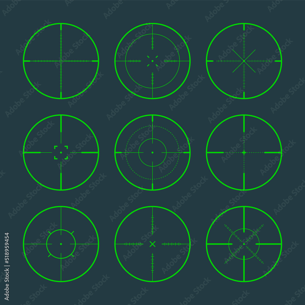 Vektor Various sniper rifle night sights, weapon optical scope ...