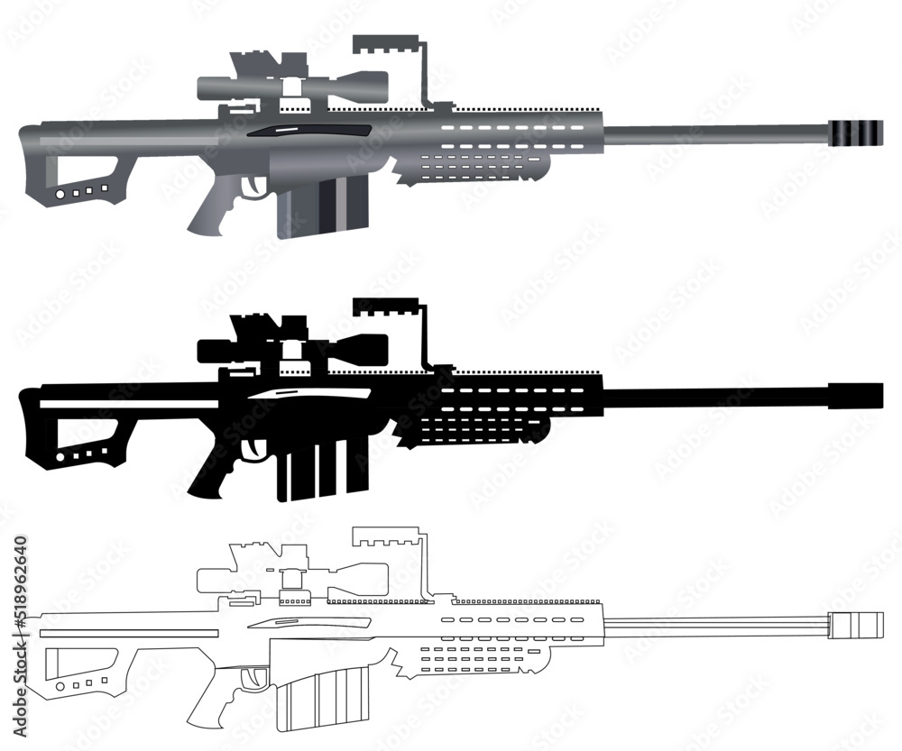 illustration of a gun of Barrett M82 antimaterial sniper rifle ...