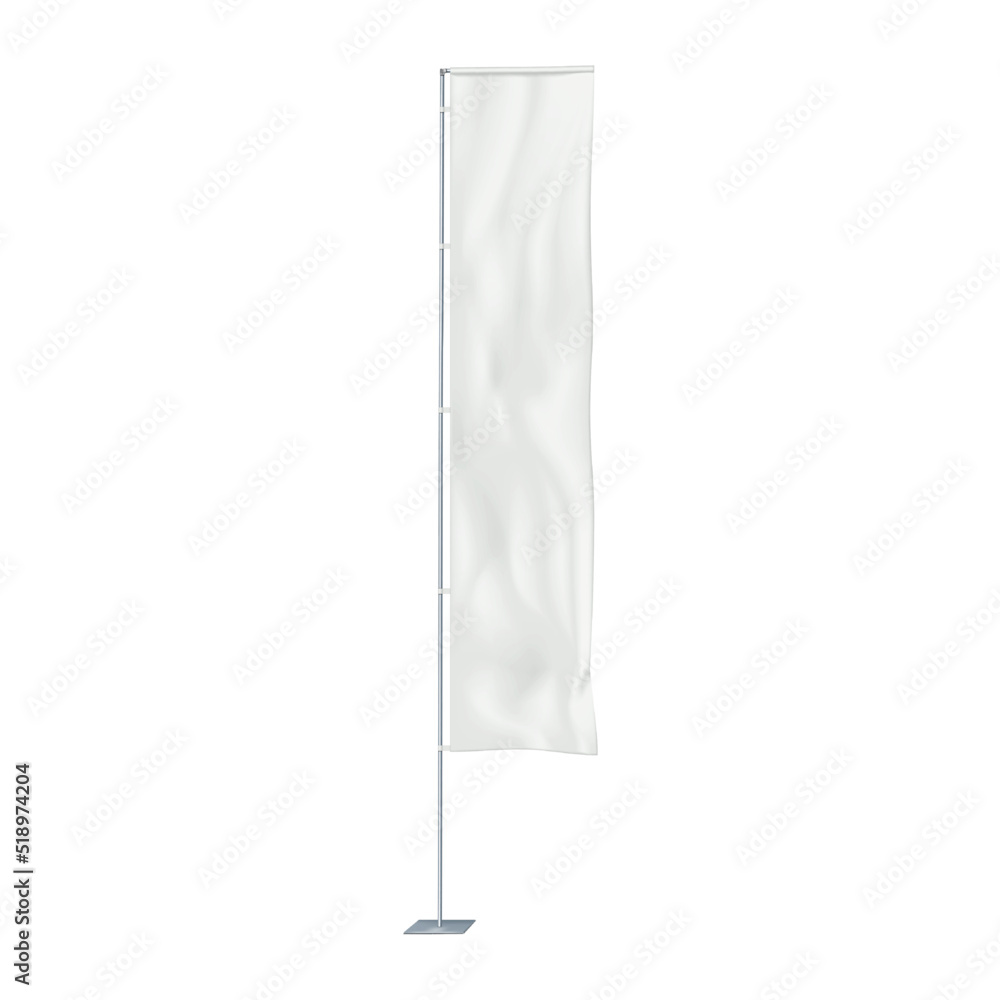 Rectangular white wind dancer event flag vector mock-up. Blank banner ...