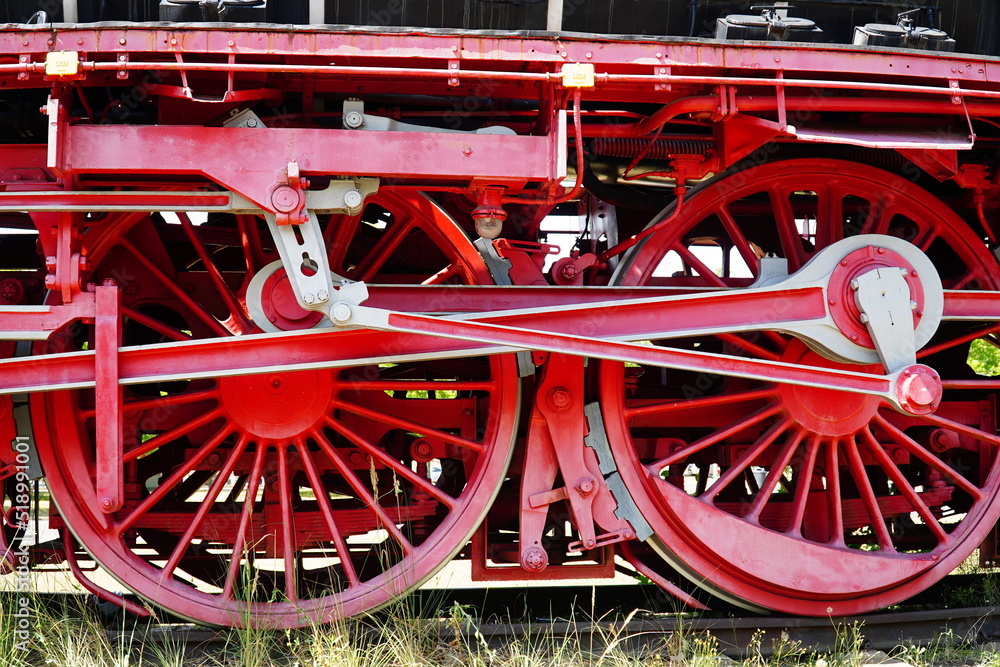 Steam locomotive in front of the main station, coal-fired German ...