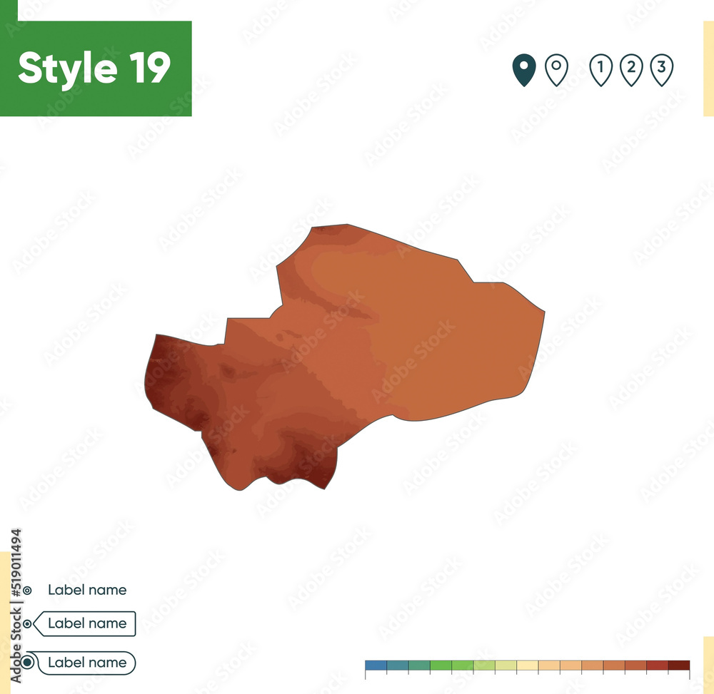 Qom, Iran - high detailed physical map. Vector map. Dem map. Stock ...