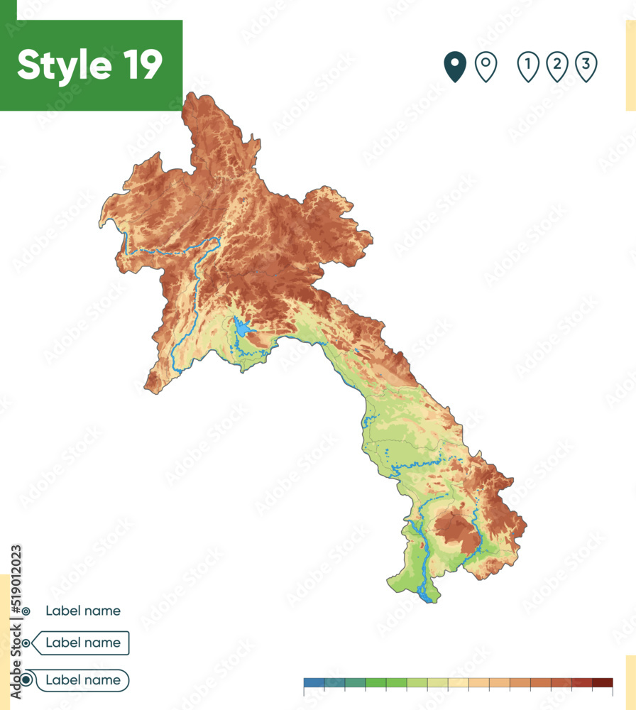 Laos - high detailed physical map. Vector map. Dem map. Stock Vector ... Laos - high detailed physical map. Vector map. Dem map. Stock Vector ...
