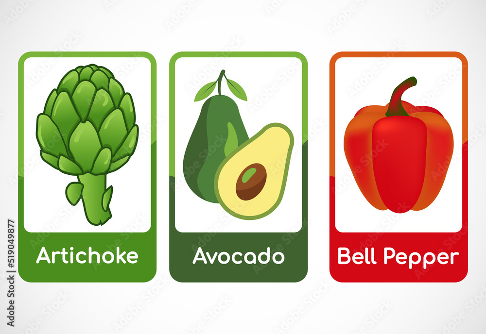 Vegetable flashcards for kids. Educational cards for preschool ...