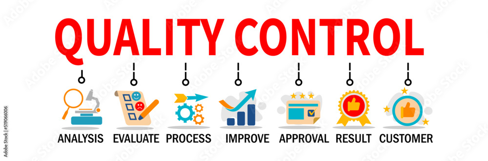 QC. quality control banner. quality control vector illustration concept ...