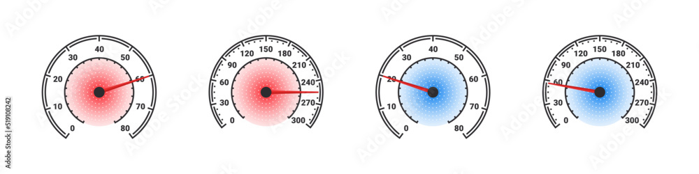 Speedometer With Speed Level Scale Speedometer And Tachometer Scales Speed Indicator Sign