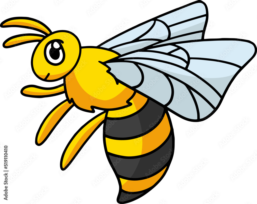 Bee Animal Cartoon Colored Clipart Illustration Stock Vector | Adobe Stock