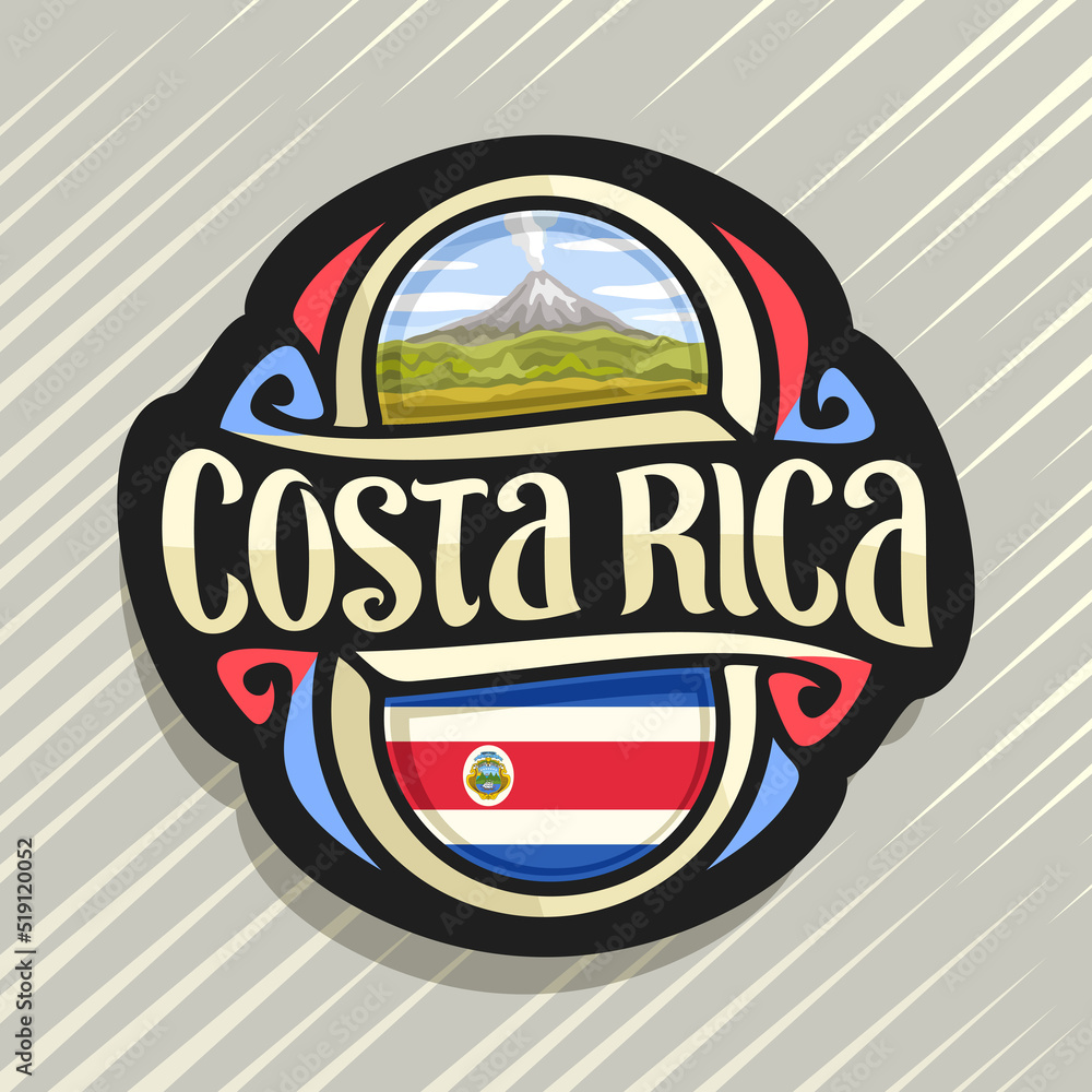 Vector logo for Costa Rica country, fridge magnet with state flag ...