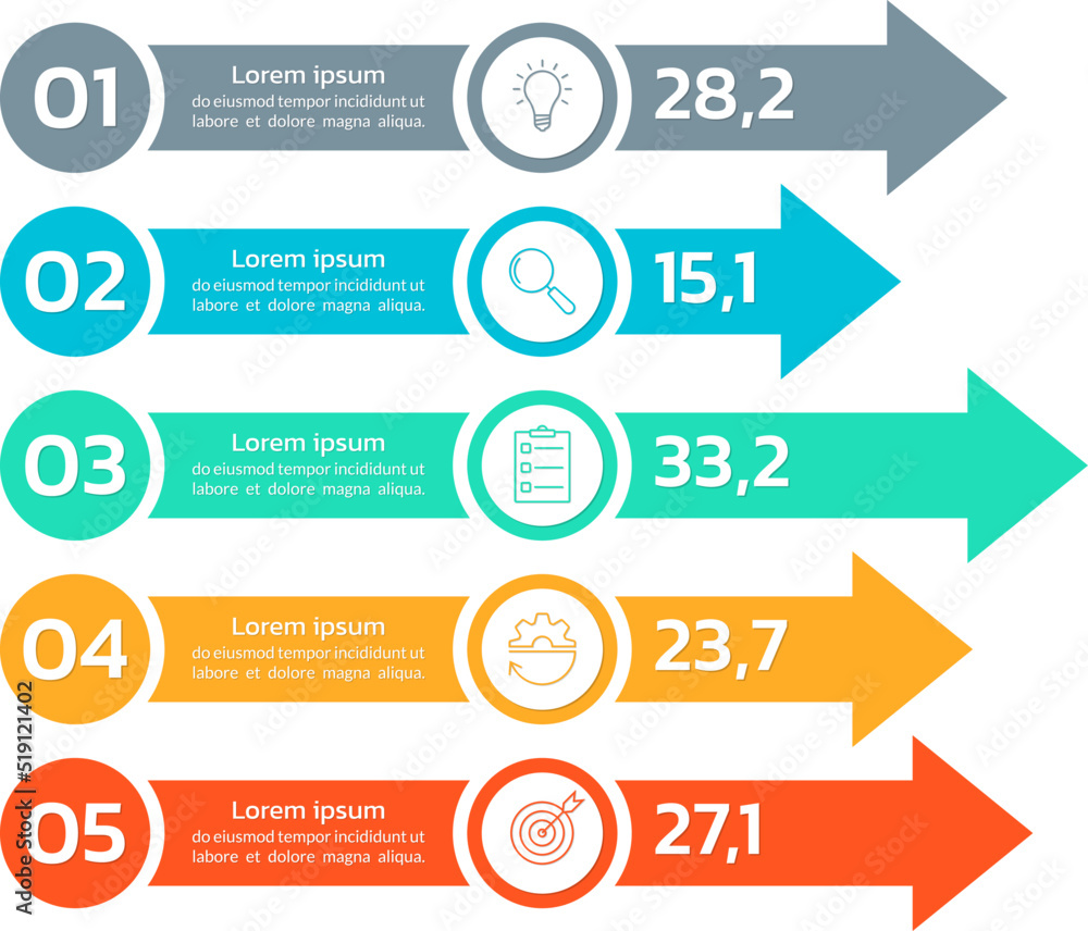 Image vectorielle Stock 5 step infographic with arrows and business ...