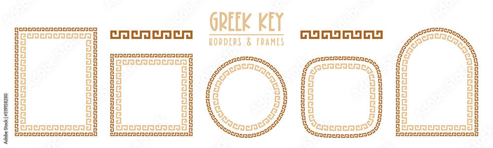 Greek key frames and borders collection. Decorative ancient meander ...
