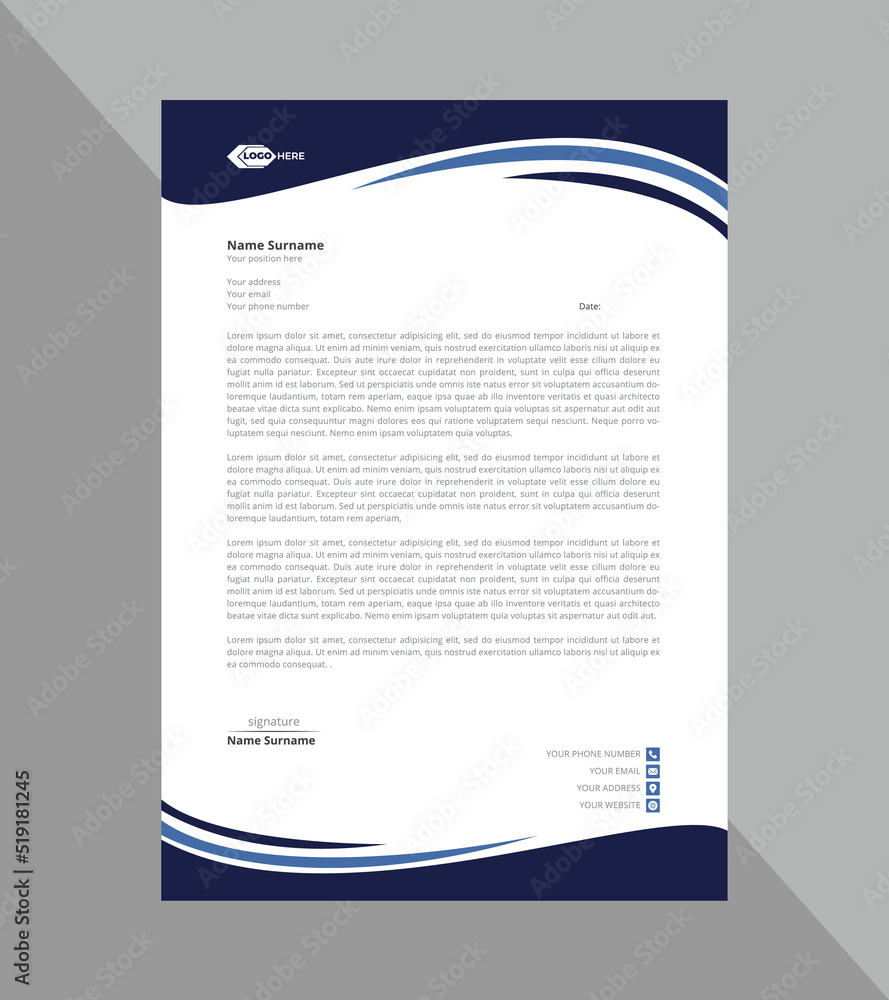 Vector de Stock Corporate letterhead template or new letterhead design ...