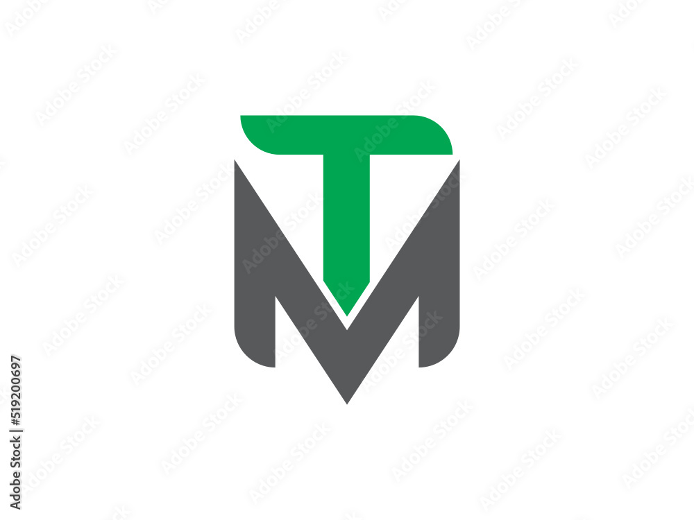 MT letter vector logo design. M logo. T logo. lettering design Stock ...