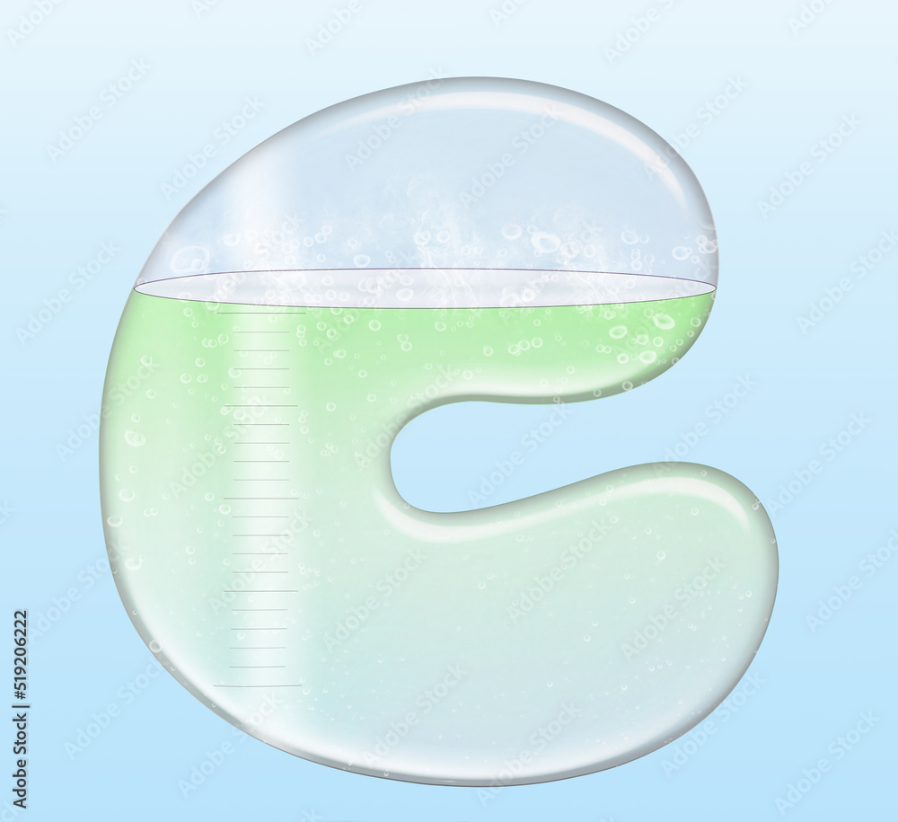 Letter C green color, looks like chemical Laboratory flask with liquid ...