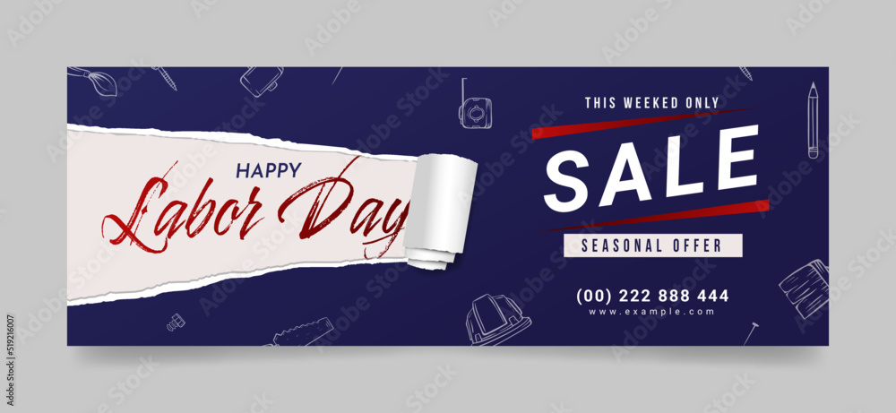 Labor day sale facebook cover page timeline web ad banner template ...