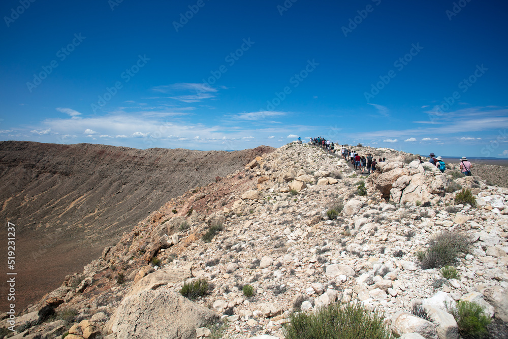 Visitors Exploring The Barringer Meteor Crater where a Meteor Blasted a ...