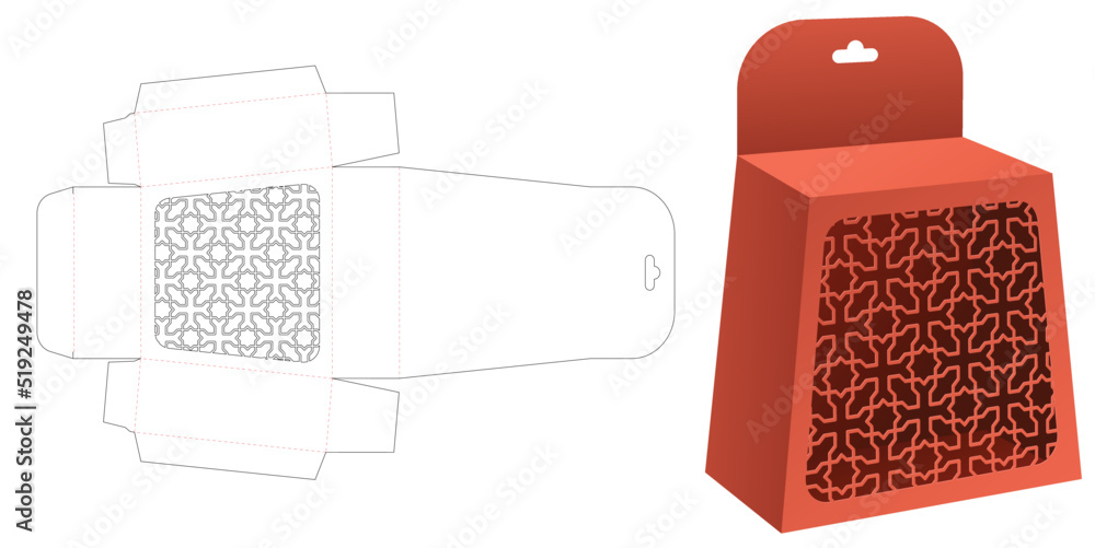 stenciled box die cut template and 3D mockup Stock Vector | Adobe Stock