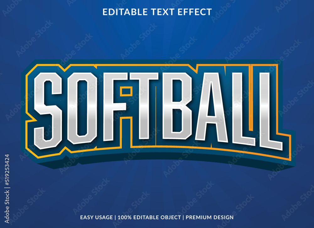 softball editable text effect template with abstract background use for ...