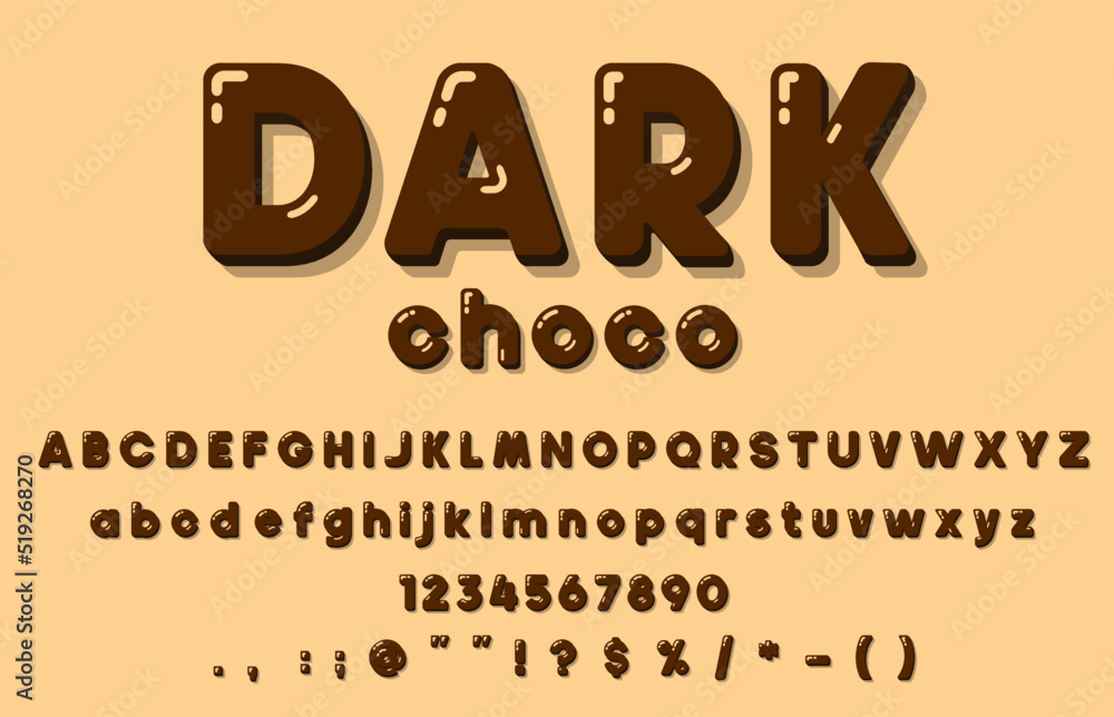 Image vectorielle Stock Chocolate font type, choco candy alphabet of ...