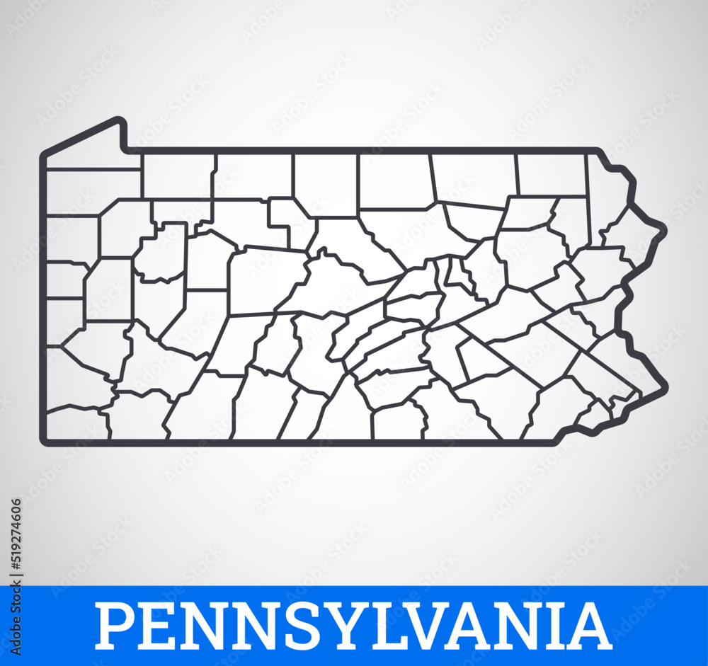Simple outline map of Pennsylvania, America. Vector graphic ...