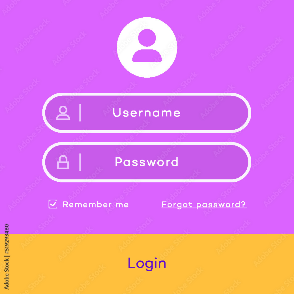 Login form page template flat style for online registration, app ...
