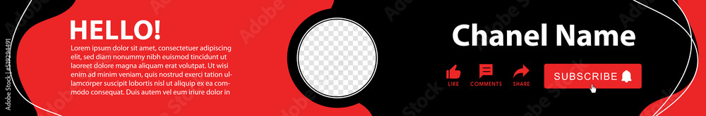 YouTube channel banner designs template. Channel cover design layout ...