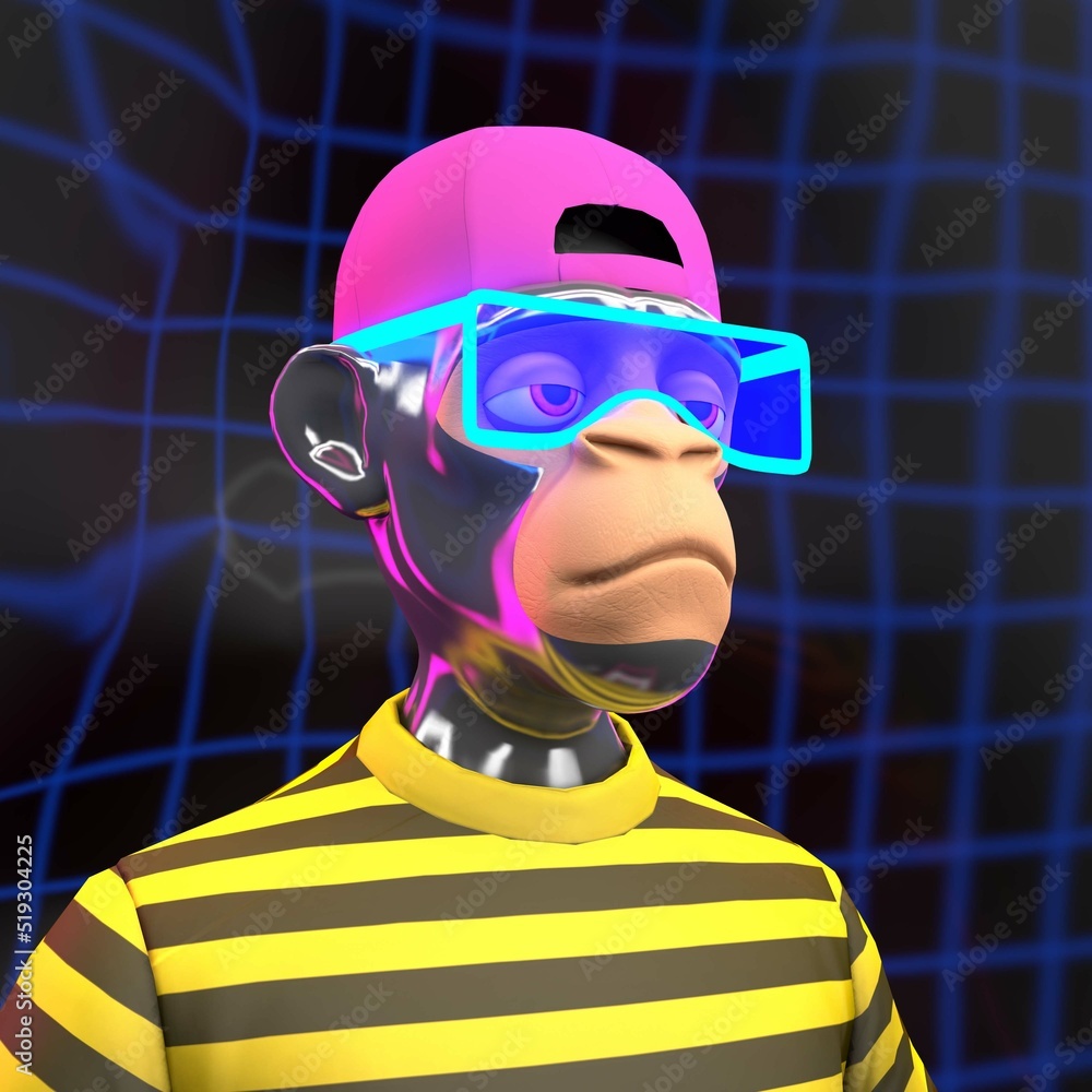 3d digatal Ape avatar. In-game character for metaverse. Stock Photo ...