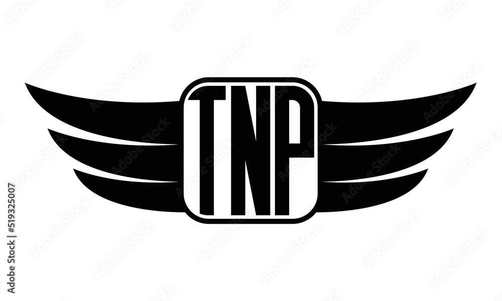 TNP three Letter wing minimalist creative concept icon eagle symbol ...