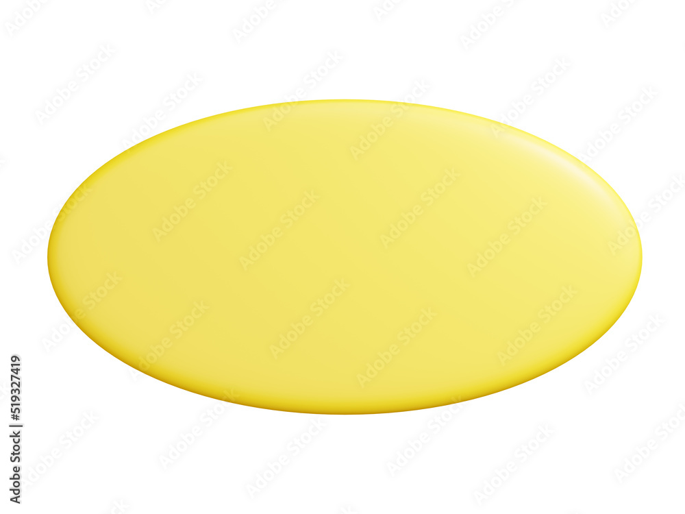 Banner plate 3d render - oval shaped yellow plaque with empty space for ...