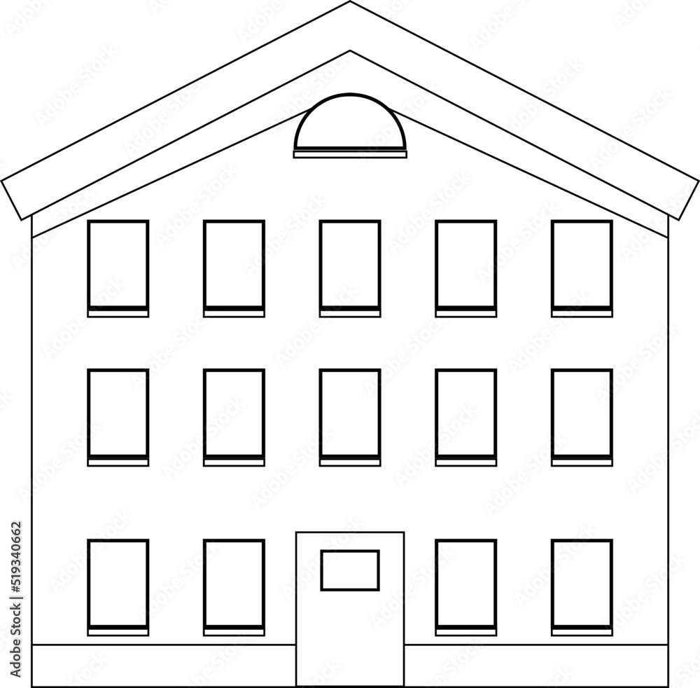 Vector coloring house. A simple drawing of a house for coloring. Three ...