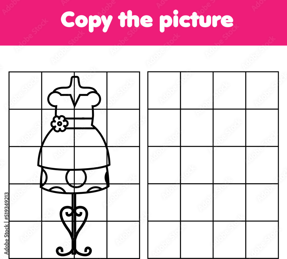 Grid copy worksheet. educational children game. Printable Kids activity ...
