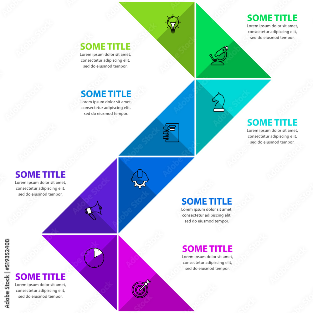 Infographic template. Line with 8 steps formed by triangles Stock ...