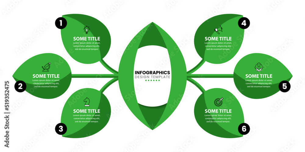 Infographic template. 6 plant leaves with text Stock Vector | Adobe Stock