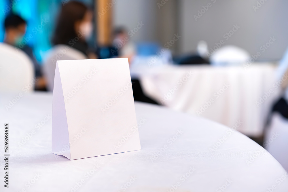 Triangular shaped table sign is placed on the table for scanning QR ...