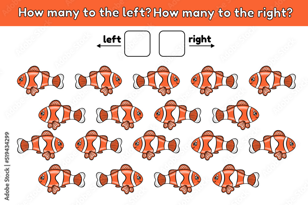 How many fish swim to the left and how many to the right. Educational ...