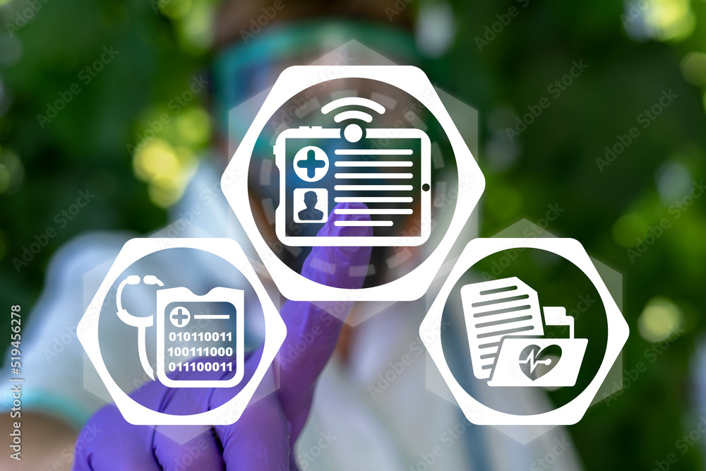 Medicine, information technology, healthcare concept. Doctor using ...