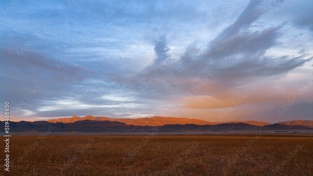 Panoramic landscape image taken at Tecopa in the Mojave Desert ...