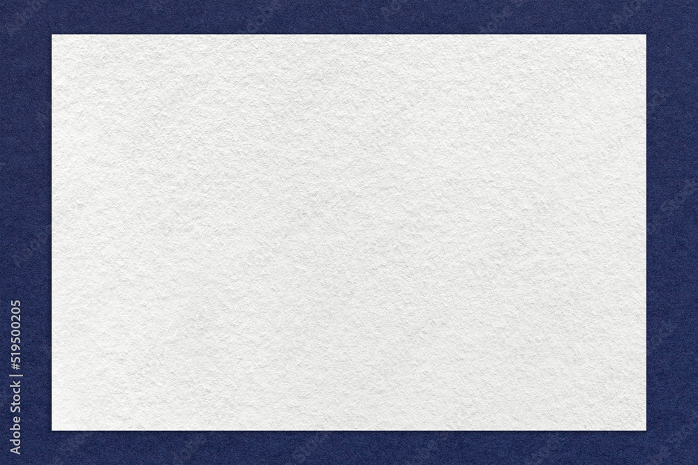 Texture of craft white color paper background with navy blue border ...