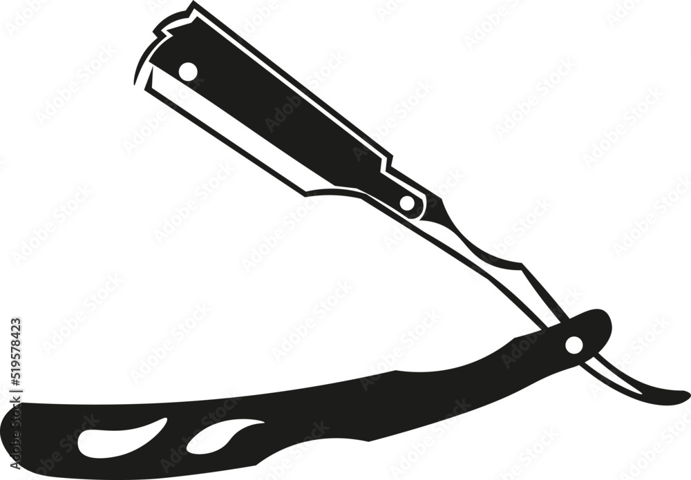 Black and White Cartoon Illustration Vector of a Barbers Razor Blade ...