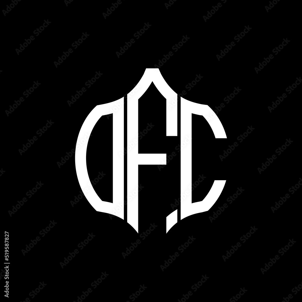 OFC letter logo. OFC best black background vector image. OFC Monogram ...