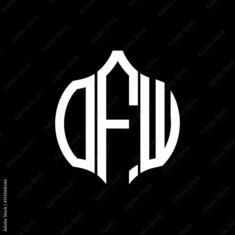 OFW letter logo. OFW best black background vector image. OFW Monogram ...