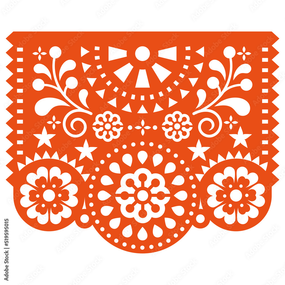 Vetor Mexican fiesta paper cutout decoration Papel Picado vector design ...